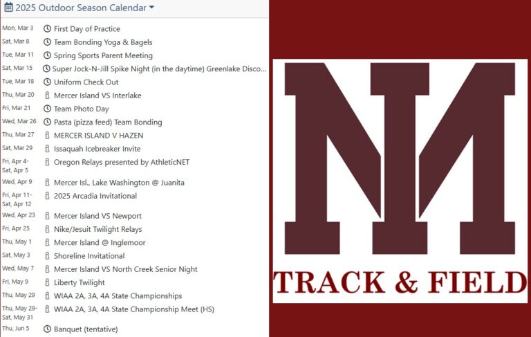 Mercer Island High School Track & Field Schedule 2025